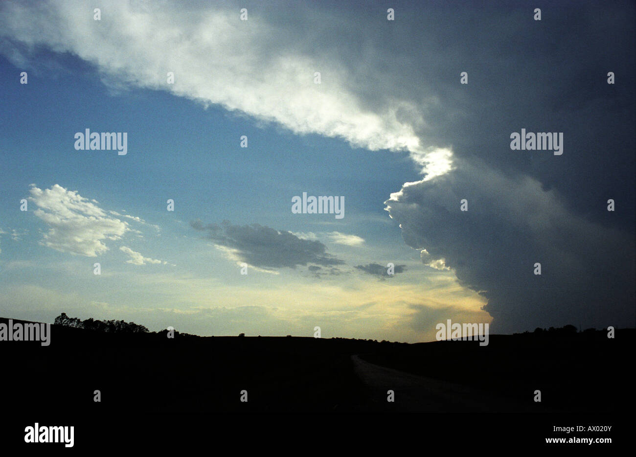 The anvil of a supercell at sunset near Comstock Nebraska July 2004 ...