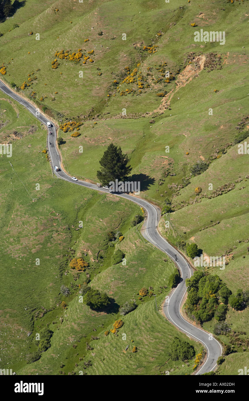 Highcliff Road and Farmland Peggys Hill Otago Peninsula Dunedin South ...