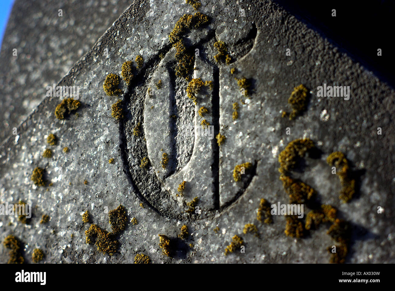 A moss covered gravestone in the setting sun Stock Photo - Alamy