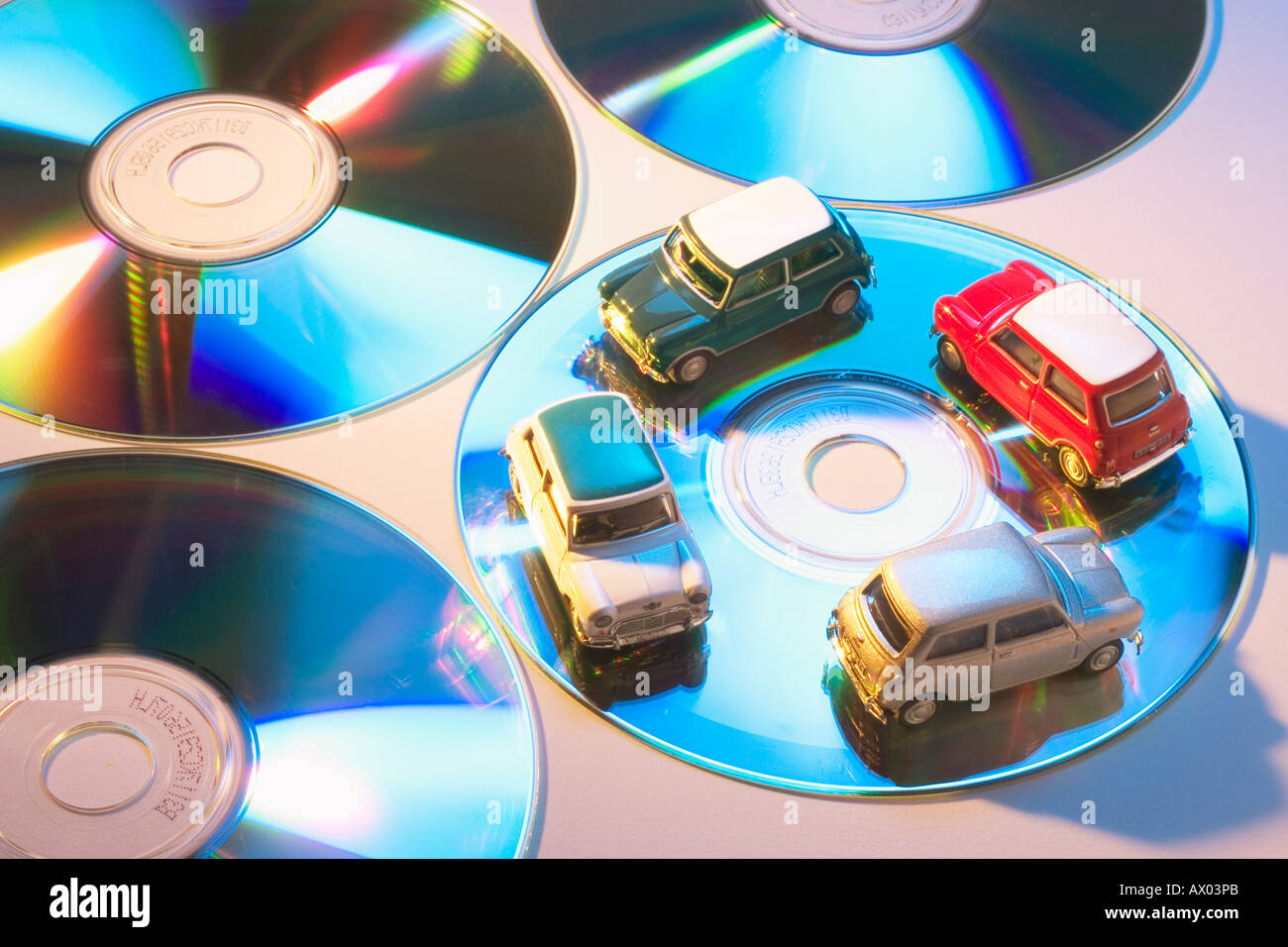 Miniature Cars on CDs Stock Photo - Alamy
