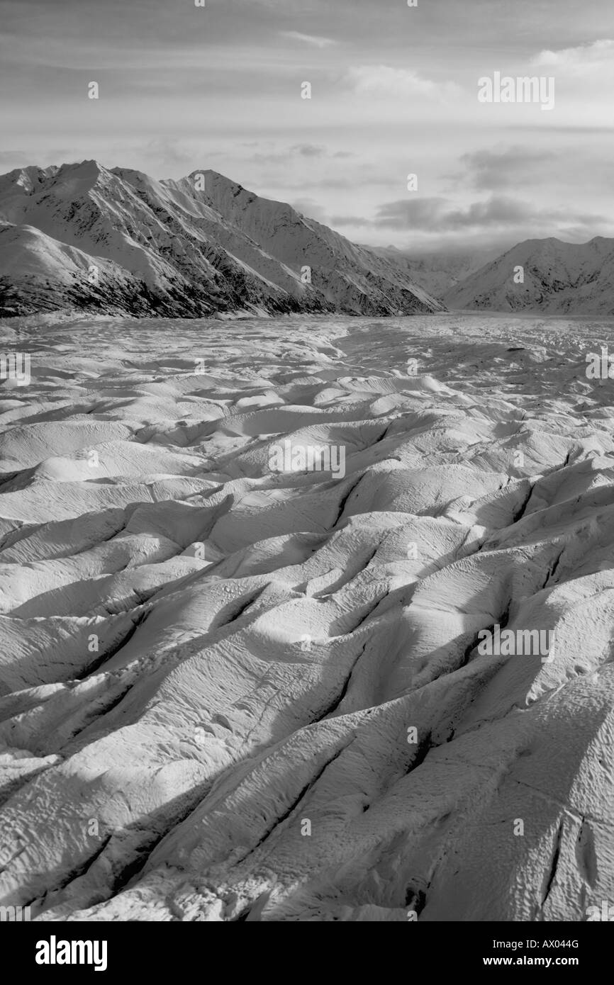 USA Alaska Chugach State Park Aerial view of Matanuska Glacier and ...