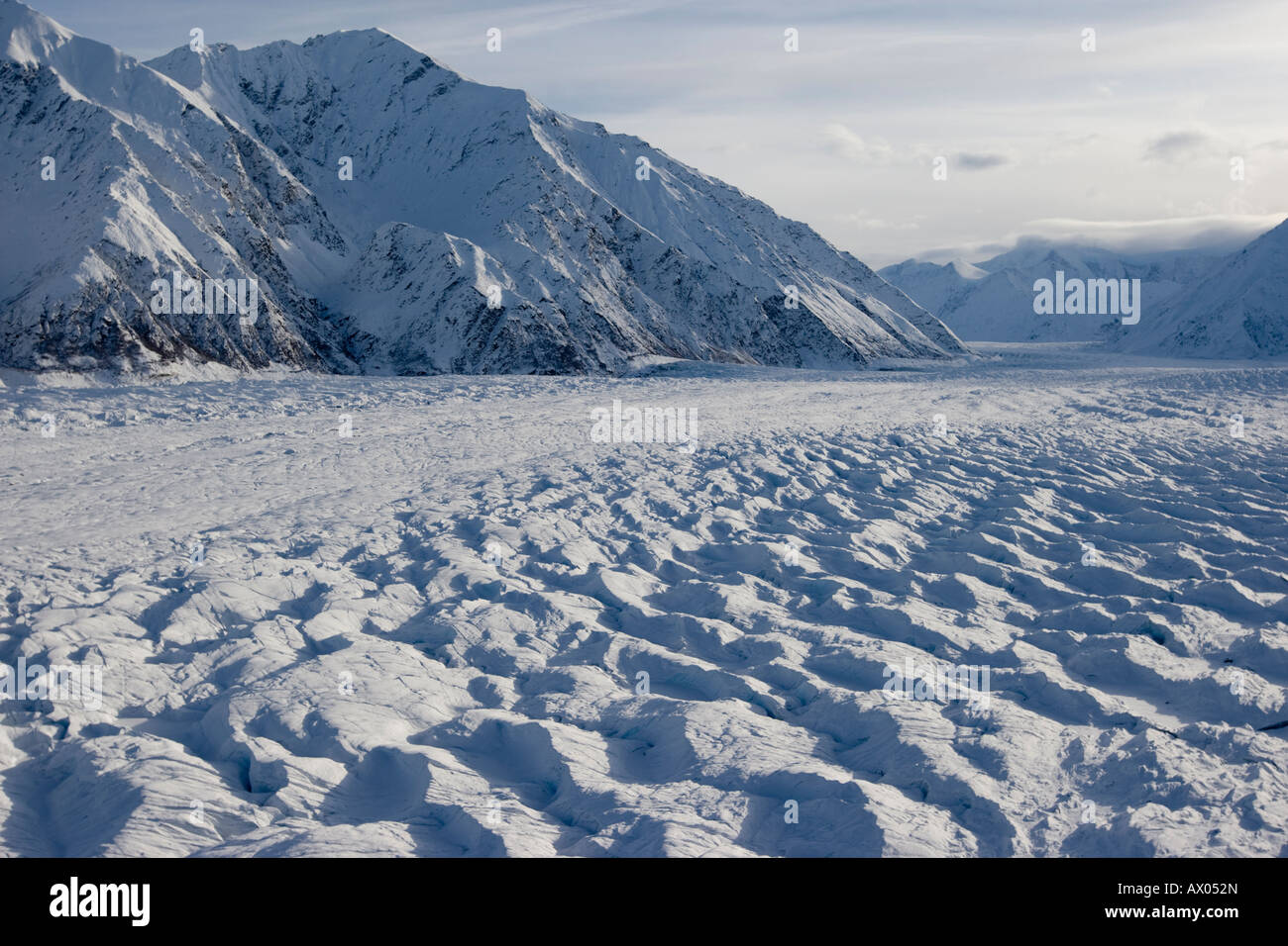 USA Alaska Chugach State Park Aerial view of Matanuska Glacier and ...