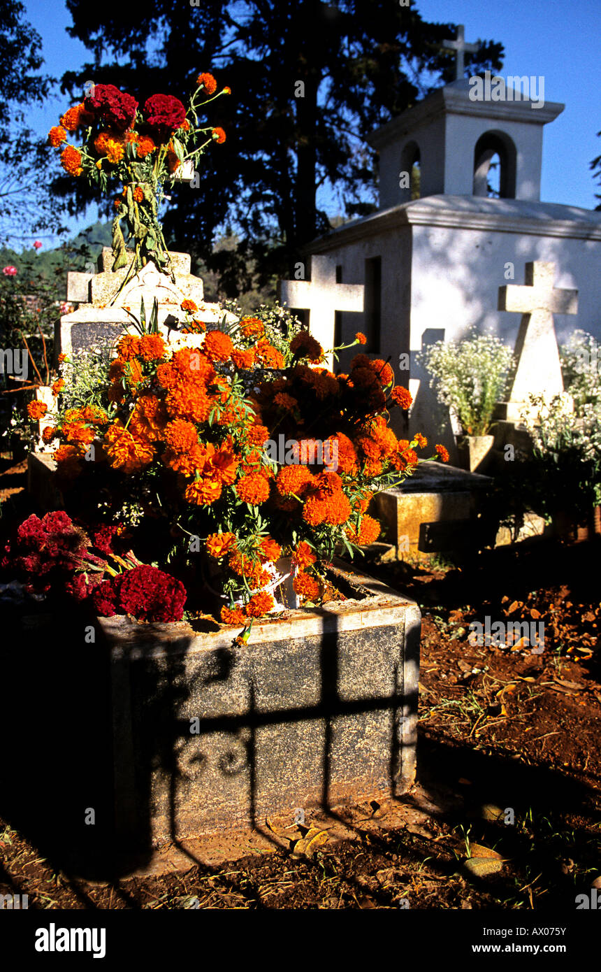 Decorated graves during Dia de Muertos Day of the Dead Patzcuaro ...