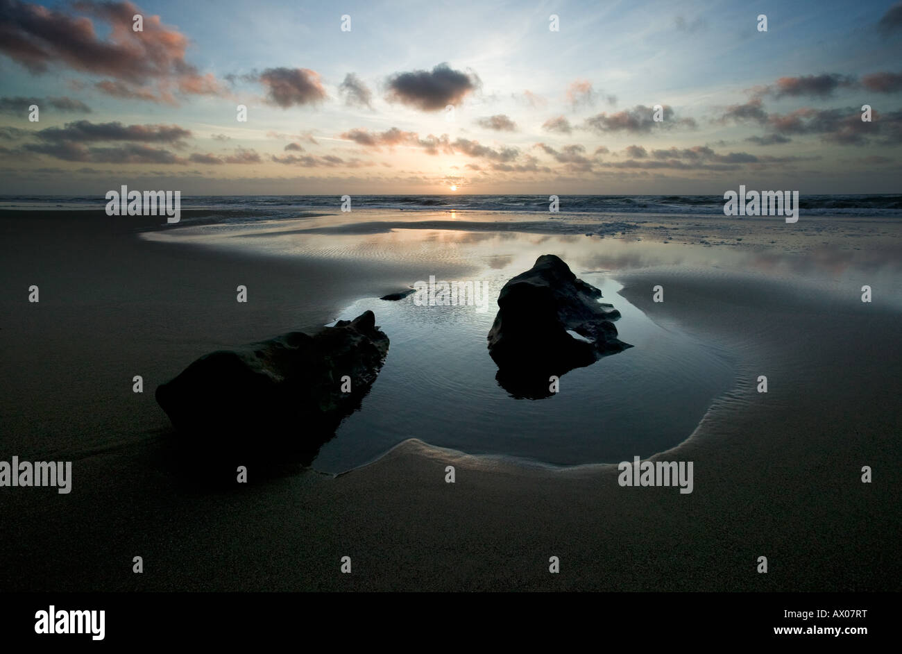 Pomponio State Beach at sunset Stock Photo - Alamy
