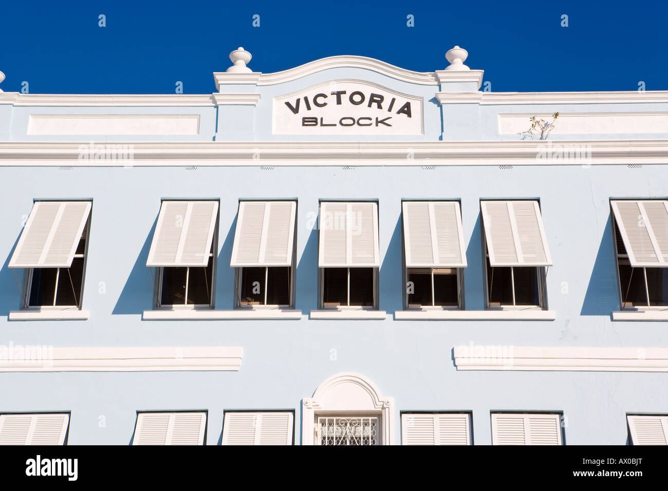 Bermuda, Hamilton, pastel coloured architecture along Front Street, the ...