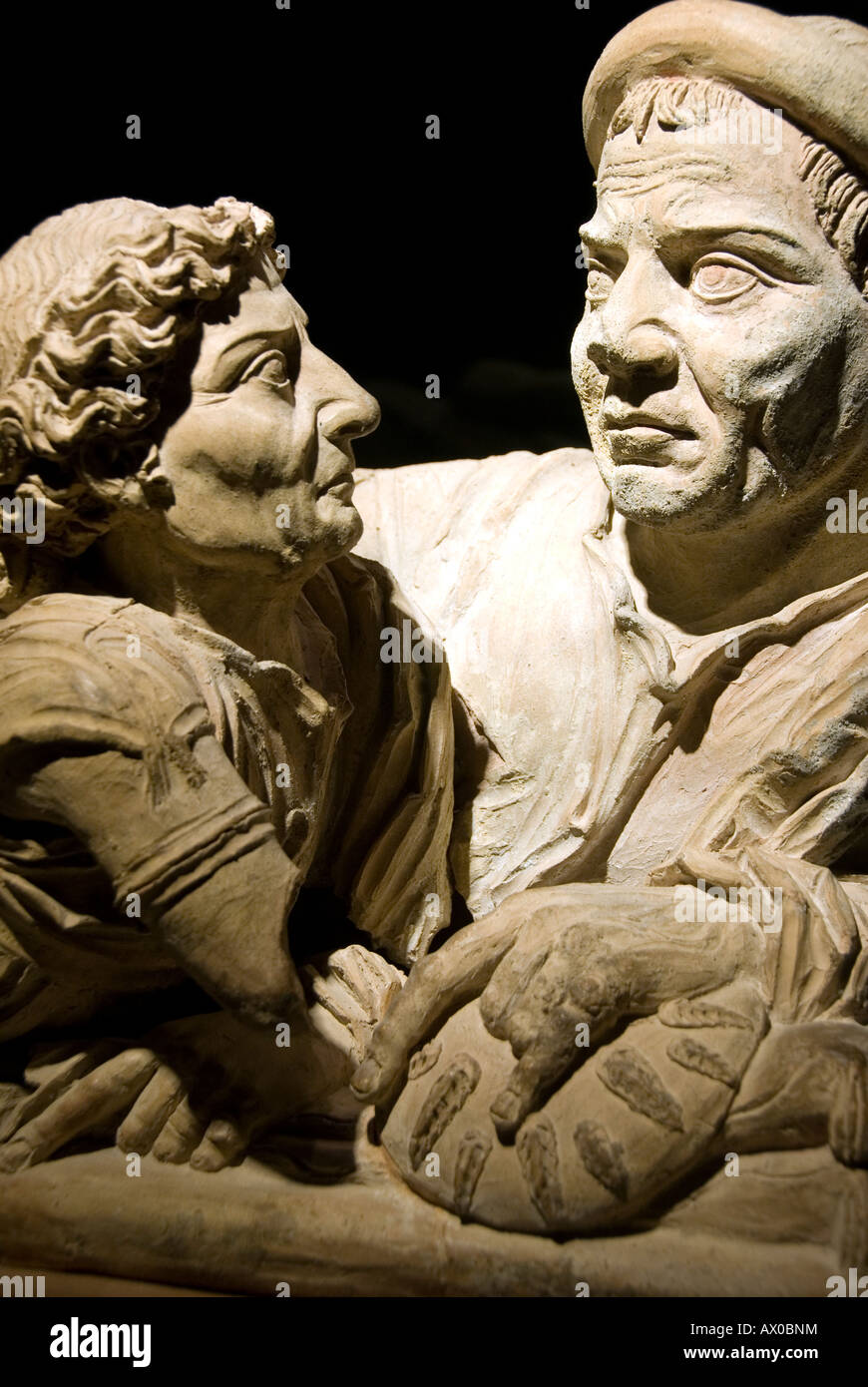 The Etruscan Funerary Urn of the married couple (detail Stock Photo - Alamy