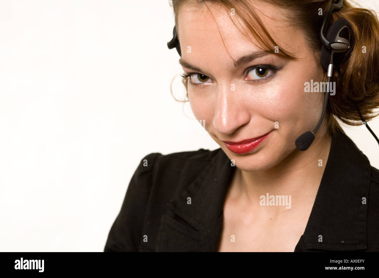 Attractive telephone operator Stock Photo - Alamy