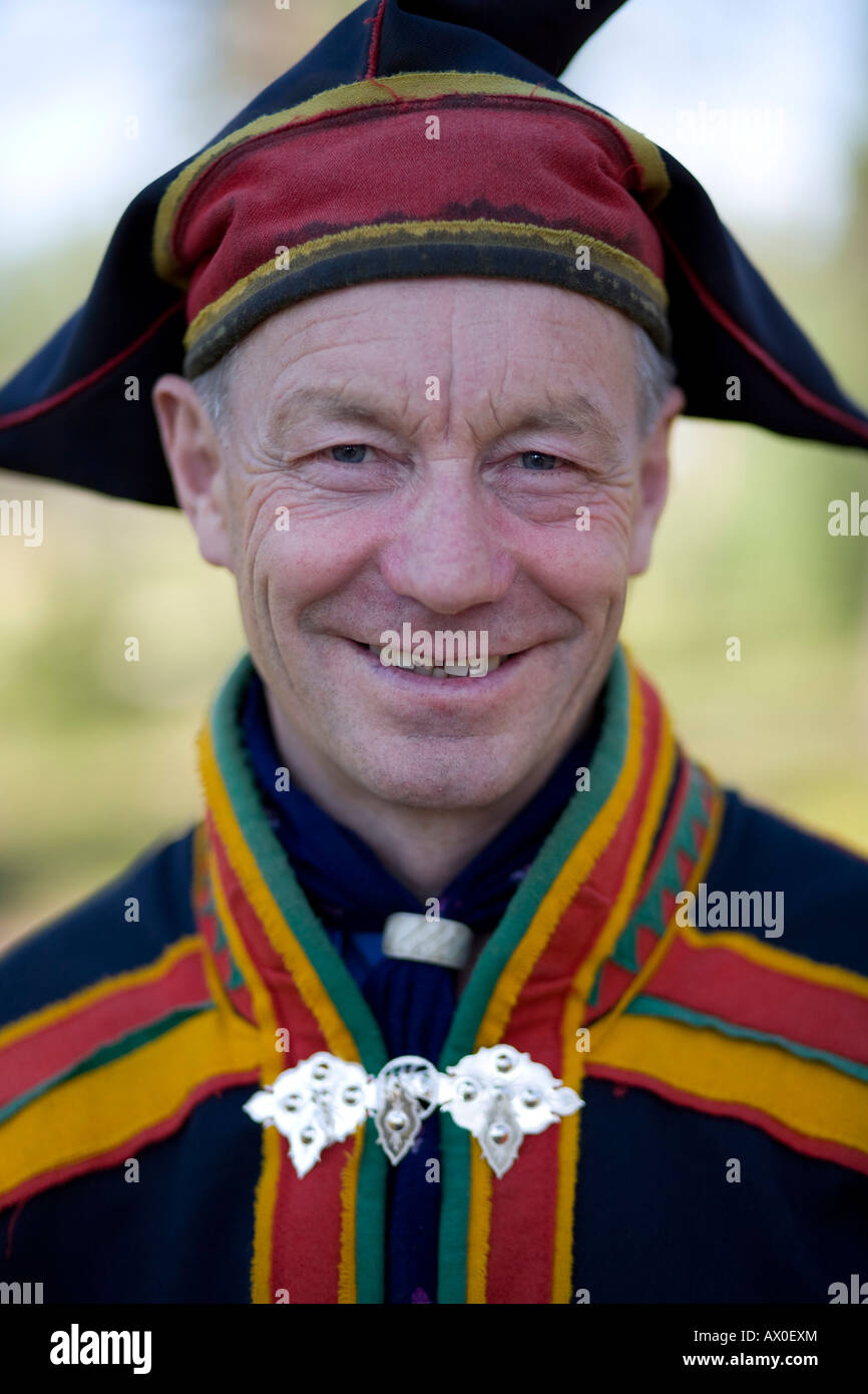 Sami Man in Traditional Dress, Inari, Lemmenjoki National Park, Arctic ...