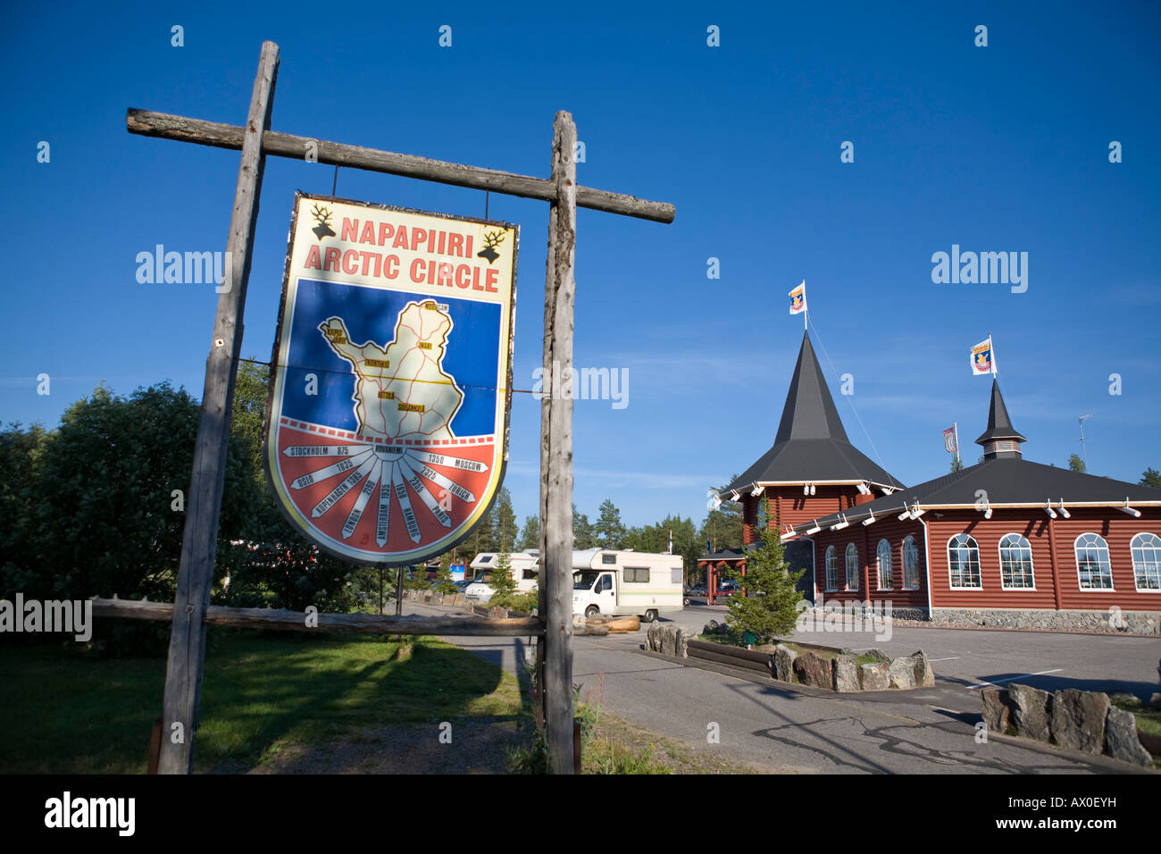 Arctic Circle Sign, Kemijarvi, Arctic Circle, Lapland, Finland Stock ...