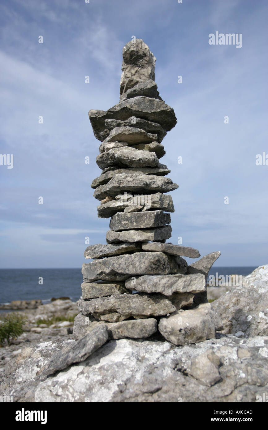 Pile of flat stones in Gotland, Sweden Stock Photo - Alamy
