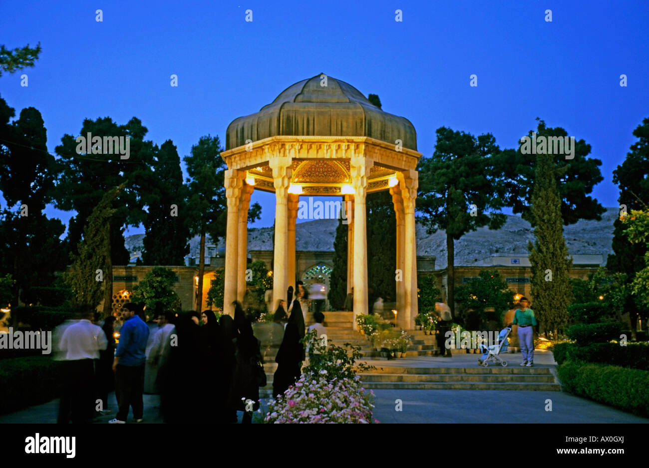 Hafez mausoleum, place of pilgrimage for lovers, Shiraz, Iran Stock ...