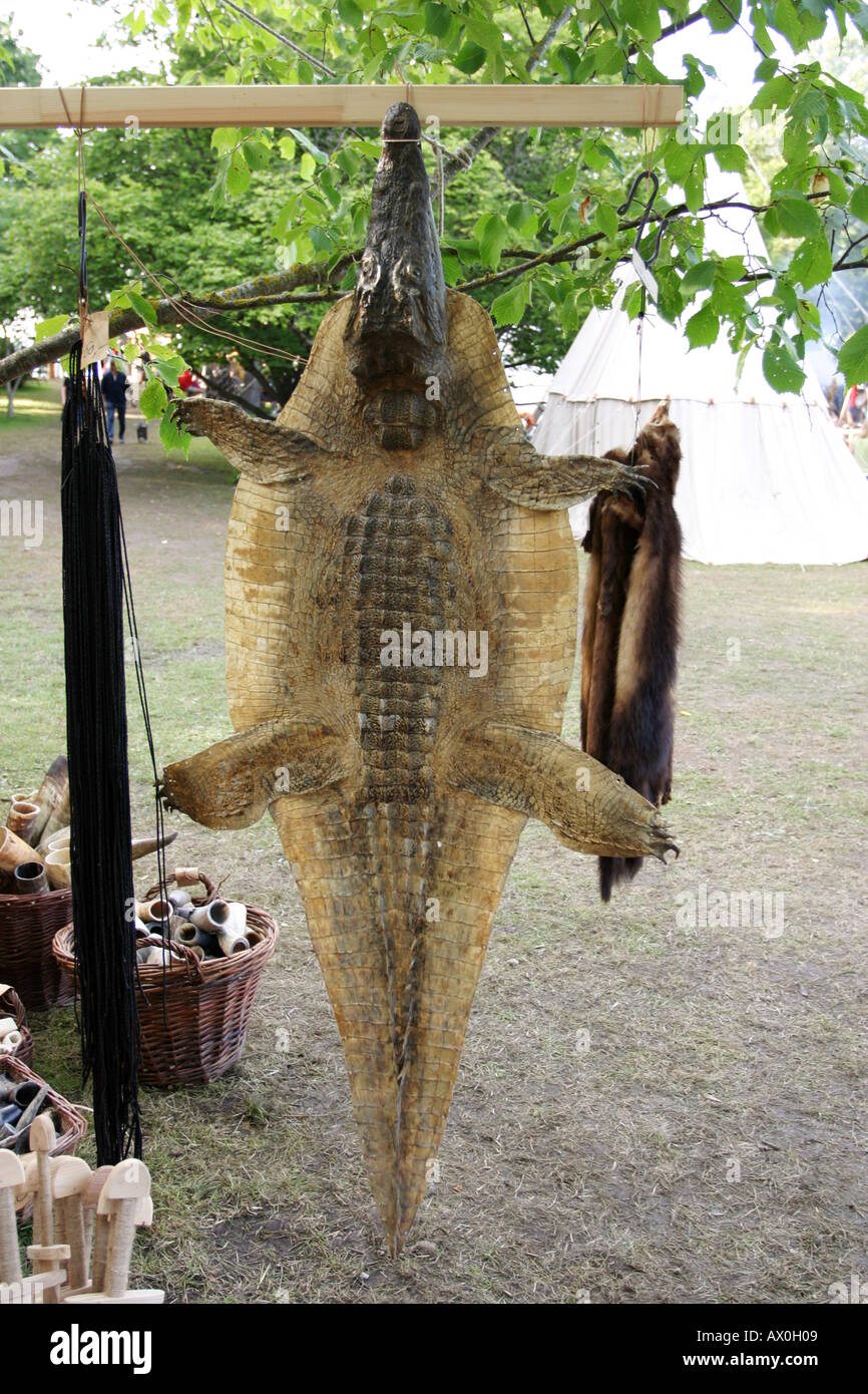 Crocodile skin for sale at the medieval festival week in Gotland ...