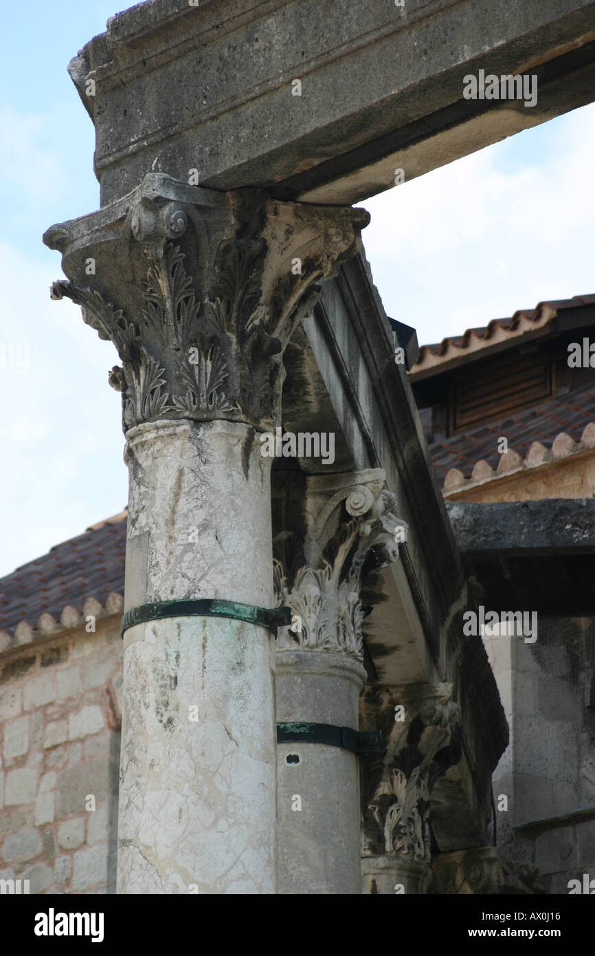 Columns of Roman Temple to the Goddess close up Stock Photo - Alamy