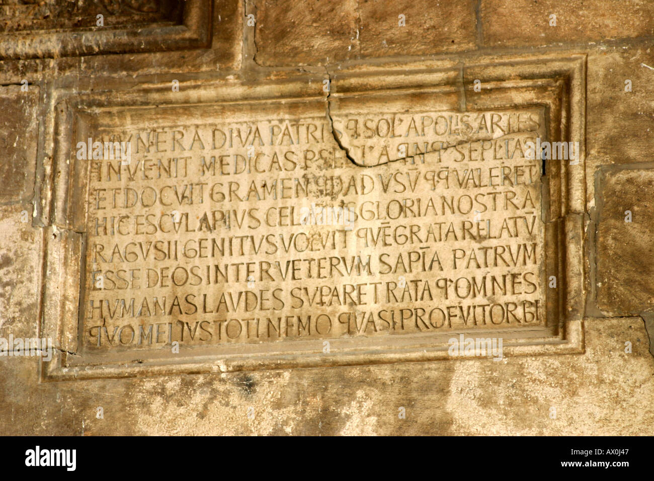Cracked Latin plaque Dubrovnik Croatia Stock Photo - Alamy