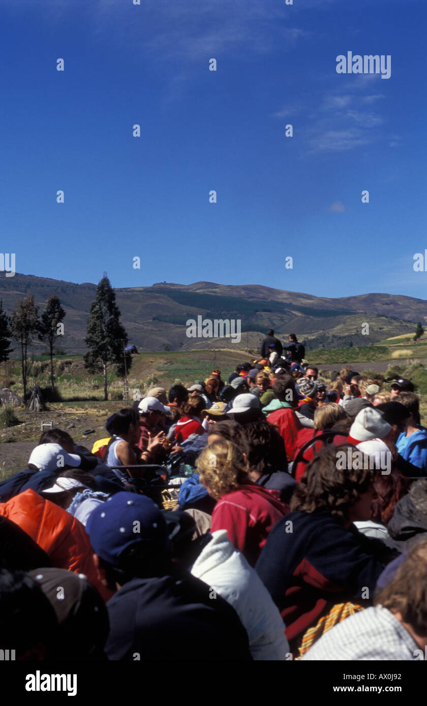 Passengers on the roof the Nariz del Diablo train, Ecuador, South ...