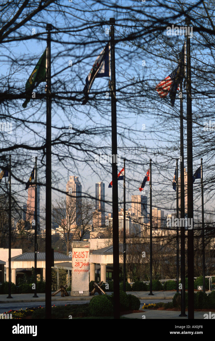 Section of Berlin Wall stands on the flag plaza at the Carter ...