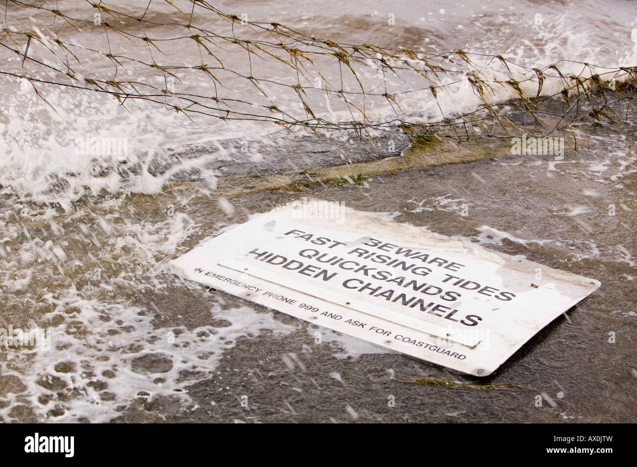 Flooding at Sandside near Arnside UK caused by high spring tides and ...