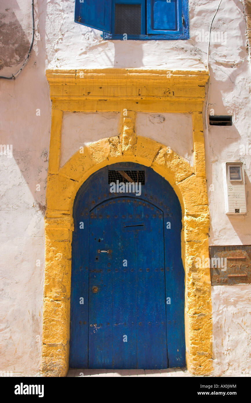 Morocco, Essaouira, Medina, Blue and yellow door Stock Photo - Alamy