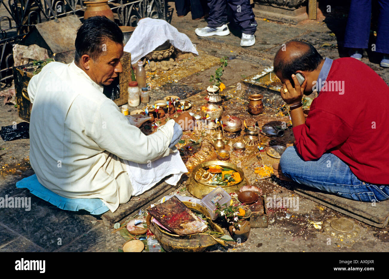 Puja, important daily rituals, Hinduism and Buddhism, Kathmandu, Nepal ...