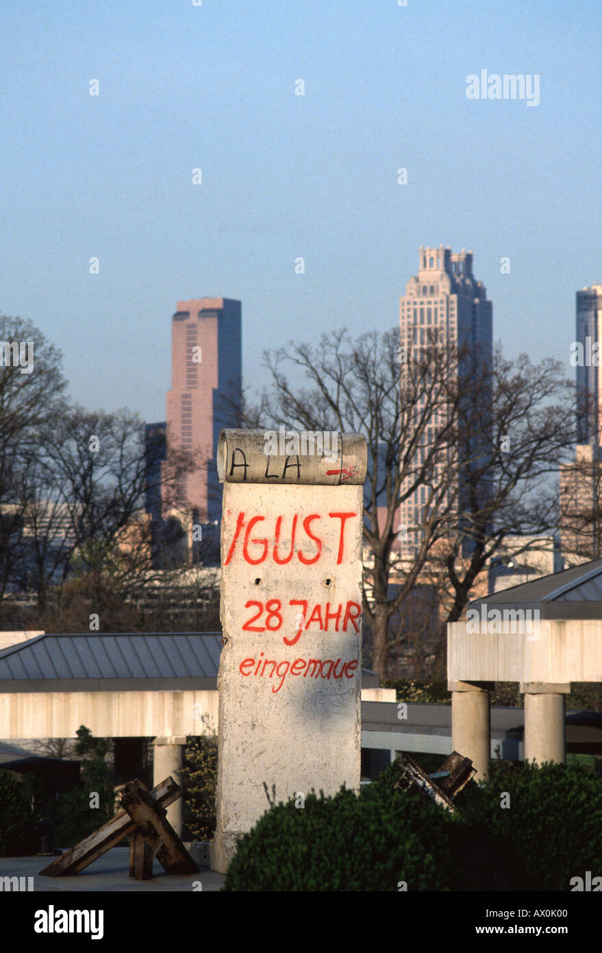 Section of Berlin Wall stands on the flag plaza at the Carter ...
