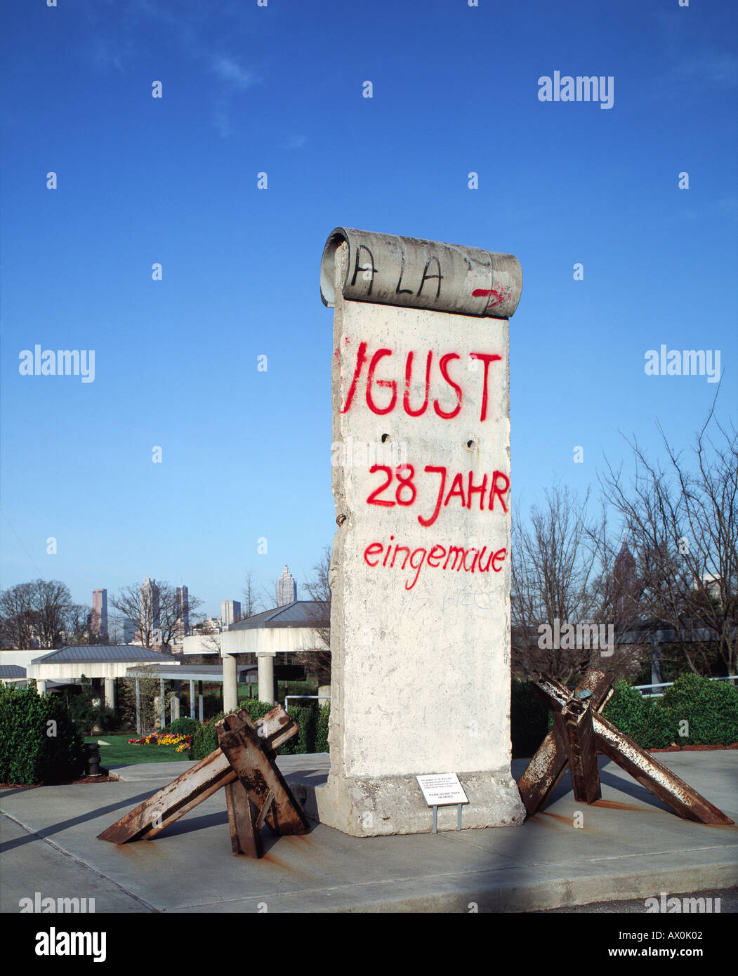 Section of Berlin Wall stands on the flag plaza at the Carter ...