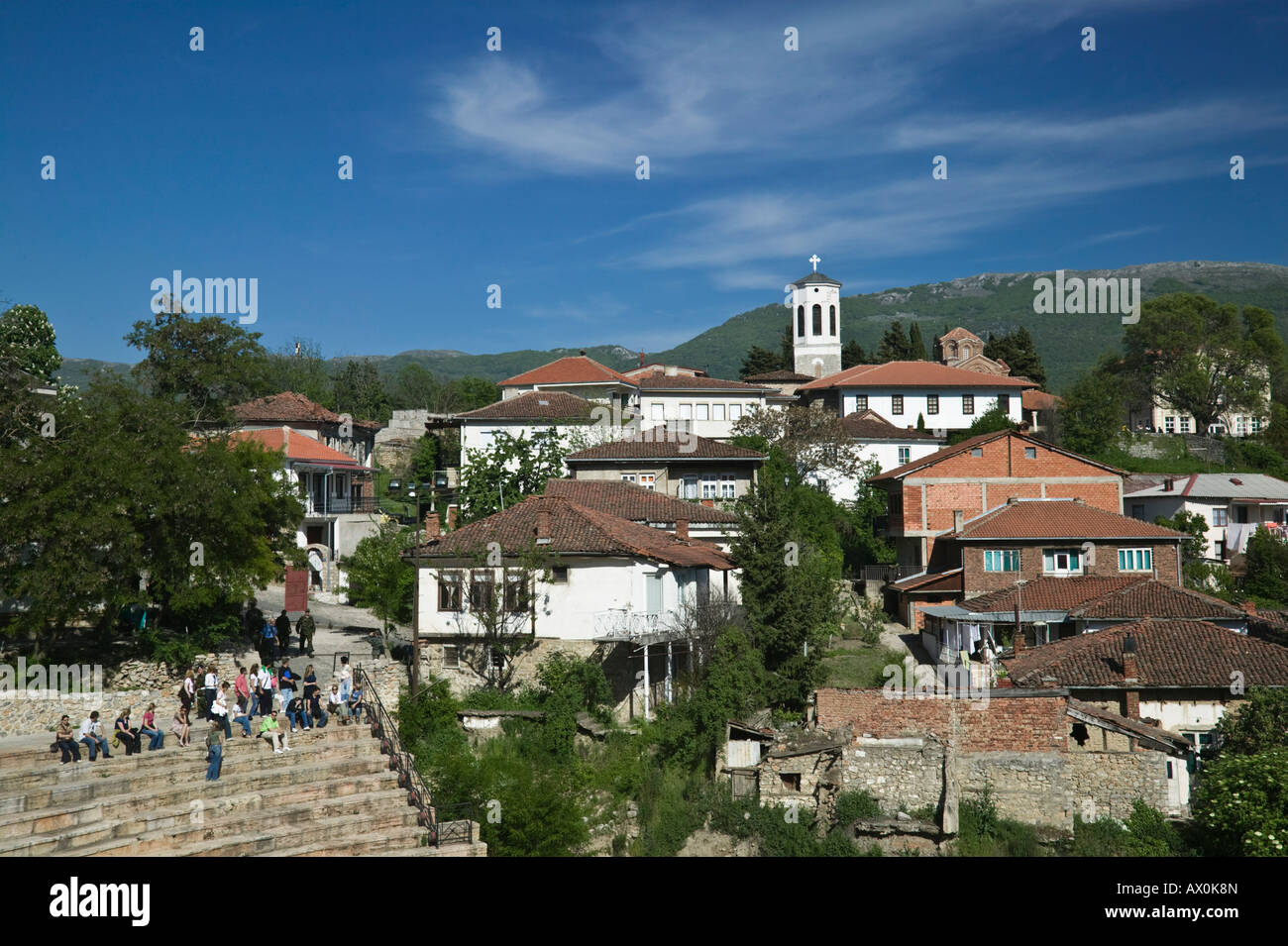 Macedonia, Ohrid, Classical Amphitheater built in 1AD and Sveti Kliment ...