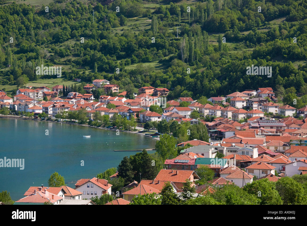 Macedonia, Pestani, Tourist town along the eastern shore of Lake Ohrid ...
