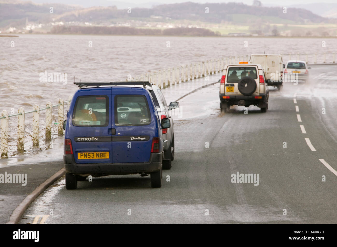 Flooding at Sandside near Arnside UK caused by high spring tides and ...