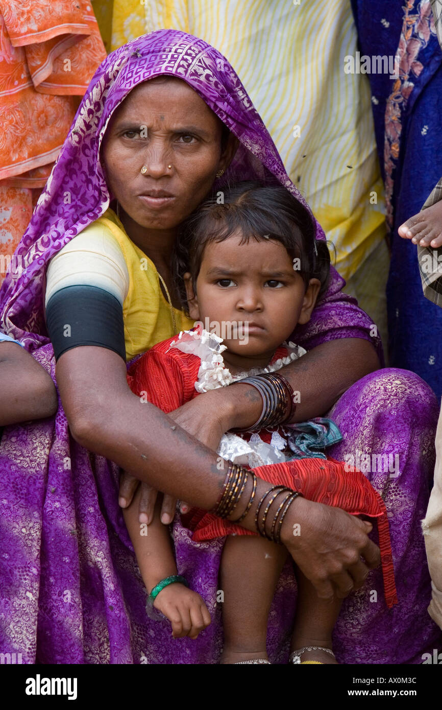 Mother and child at a squatter camp just outside of Hyderabad India ...