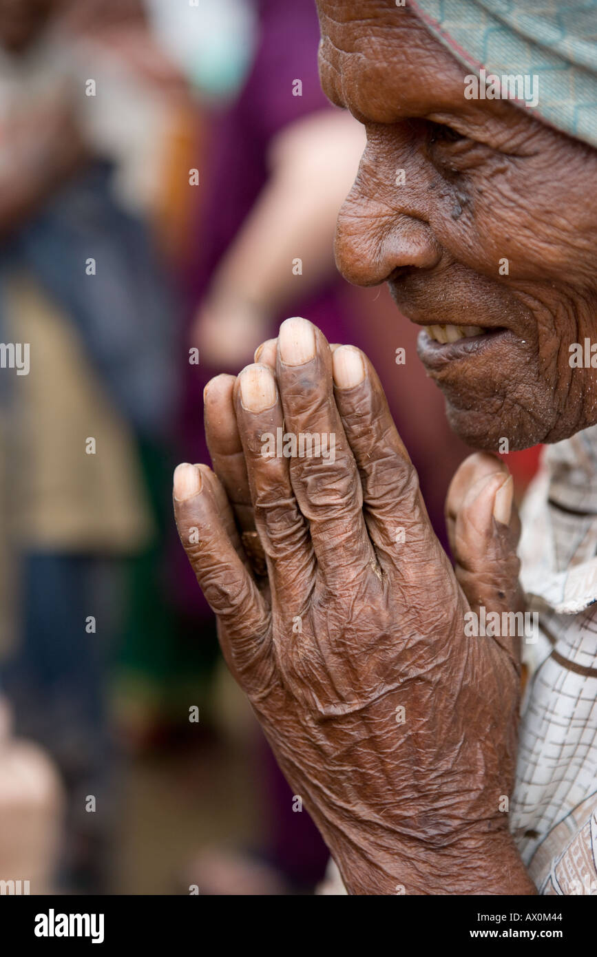 Old man hear Hyderabad India thanking guests for coming Stock Photo - Alamy