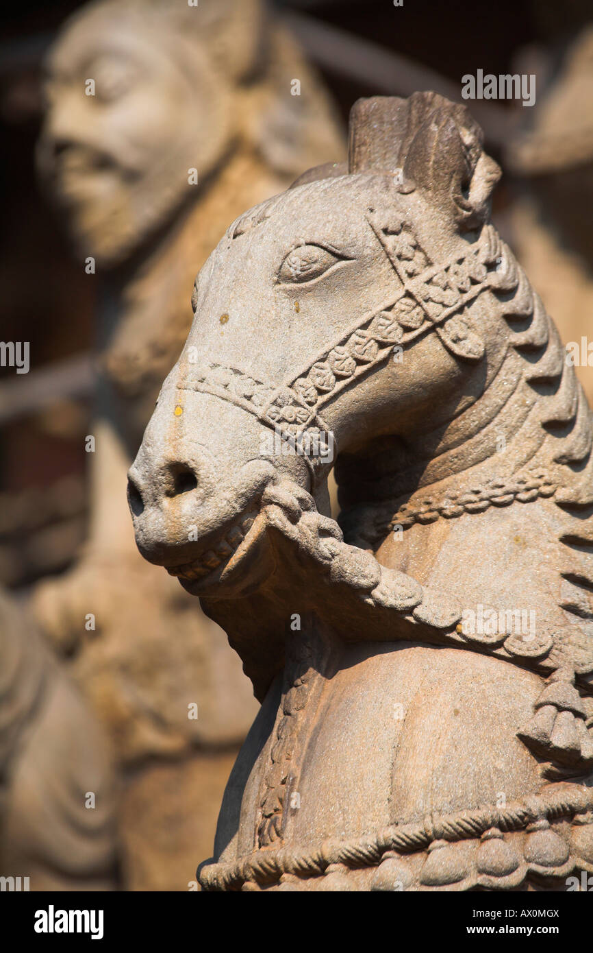 Nepal, Bhaktapur, Stone statues guard Durga temple Stock Photo - Alamy