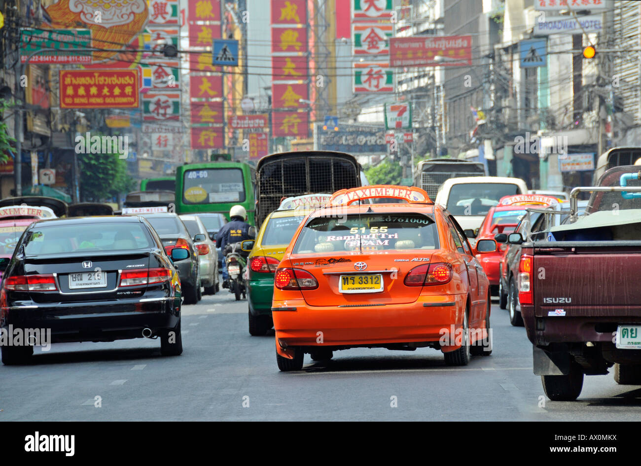 Heavy traffic, Chinatown, Bangkok, Thailand, Southeast Asia, Asia Stock ...