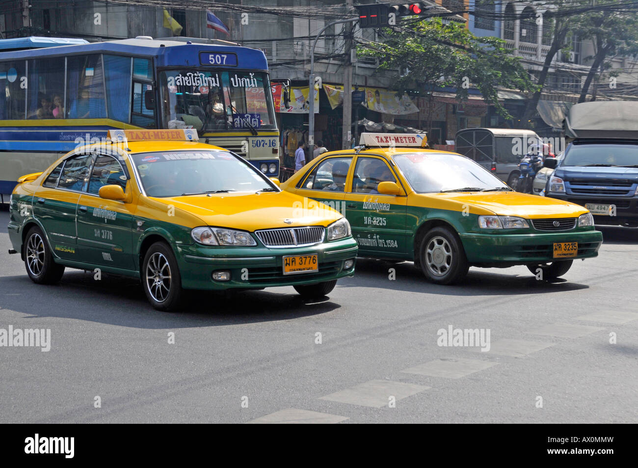 Taxis, Chinatown, Bangkok, Thailand, Southeast Asia, Asia Stock Photo ...