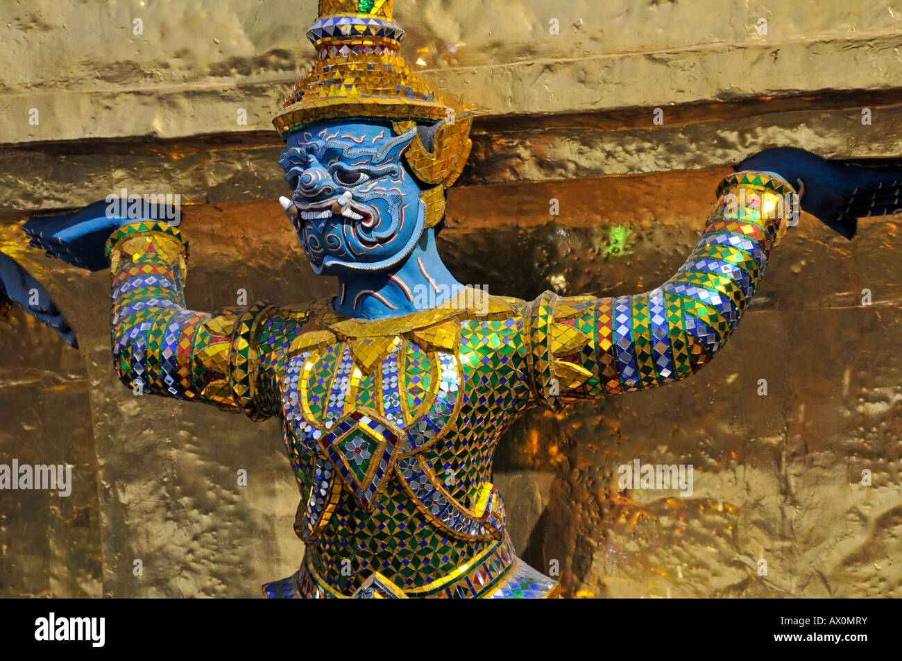 Golden Chedi in front of the pantheon, carried by twenty monkeys and ...