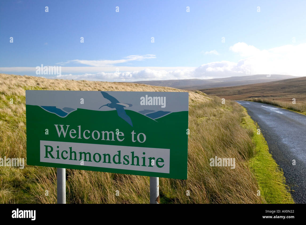 Richmondshire sign on the moors above Keld, North yorkshire Stock Photo ...
