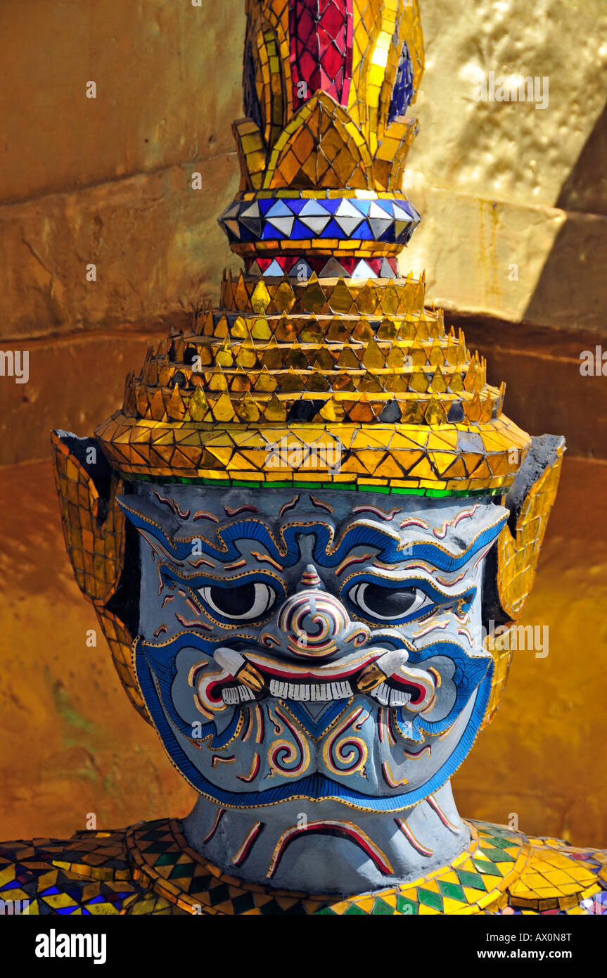 Golden Chedi in front of the pantheon, carried by twenty monkeys and ...