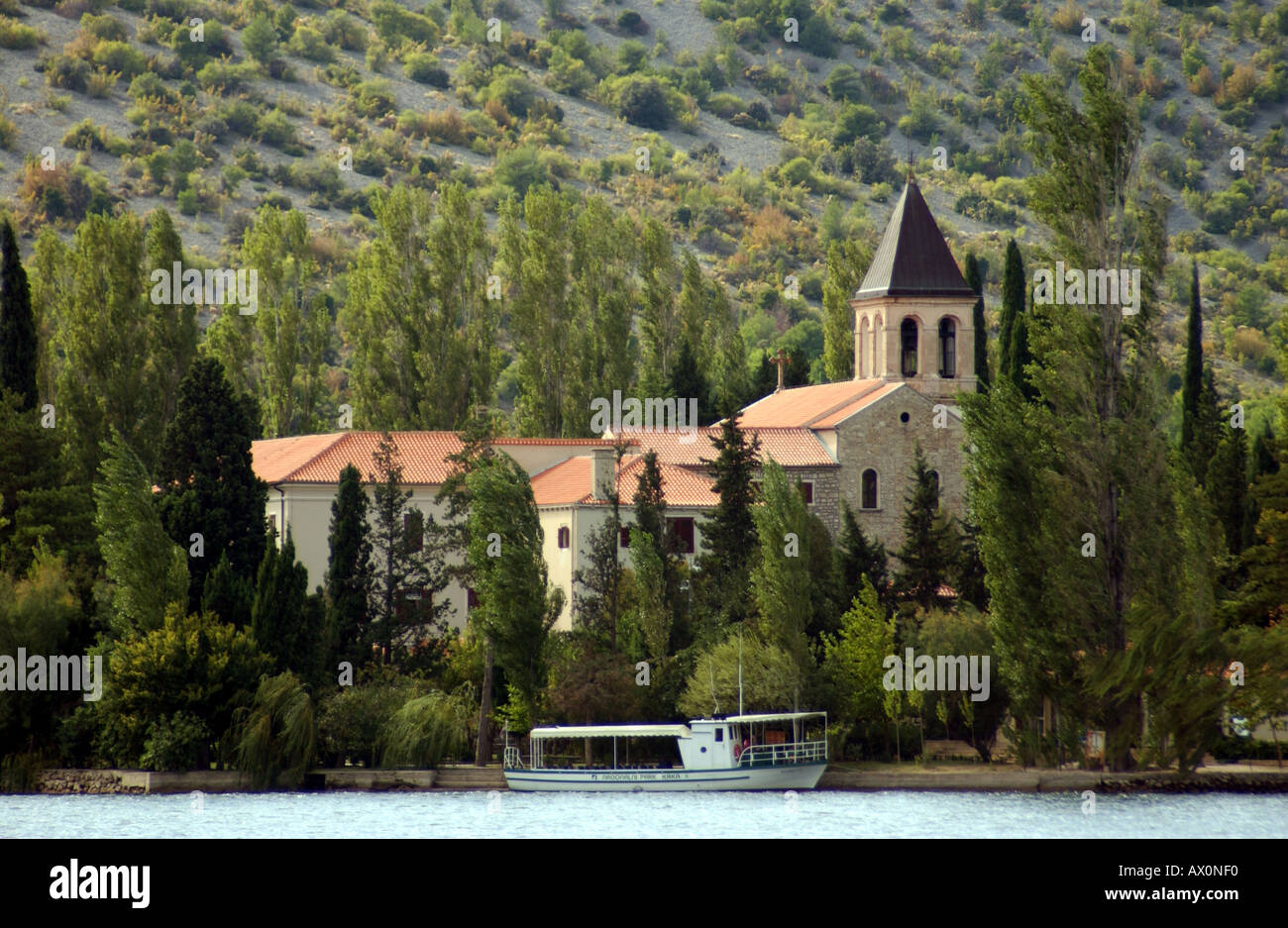 Franciscan monastery on an island in Visovac lake , croatia Stock Photo ...