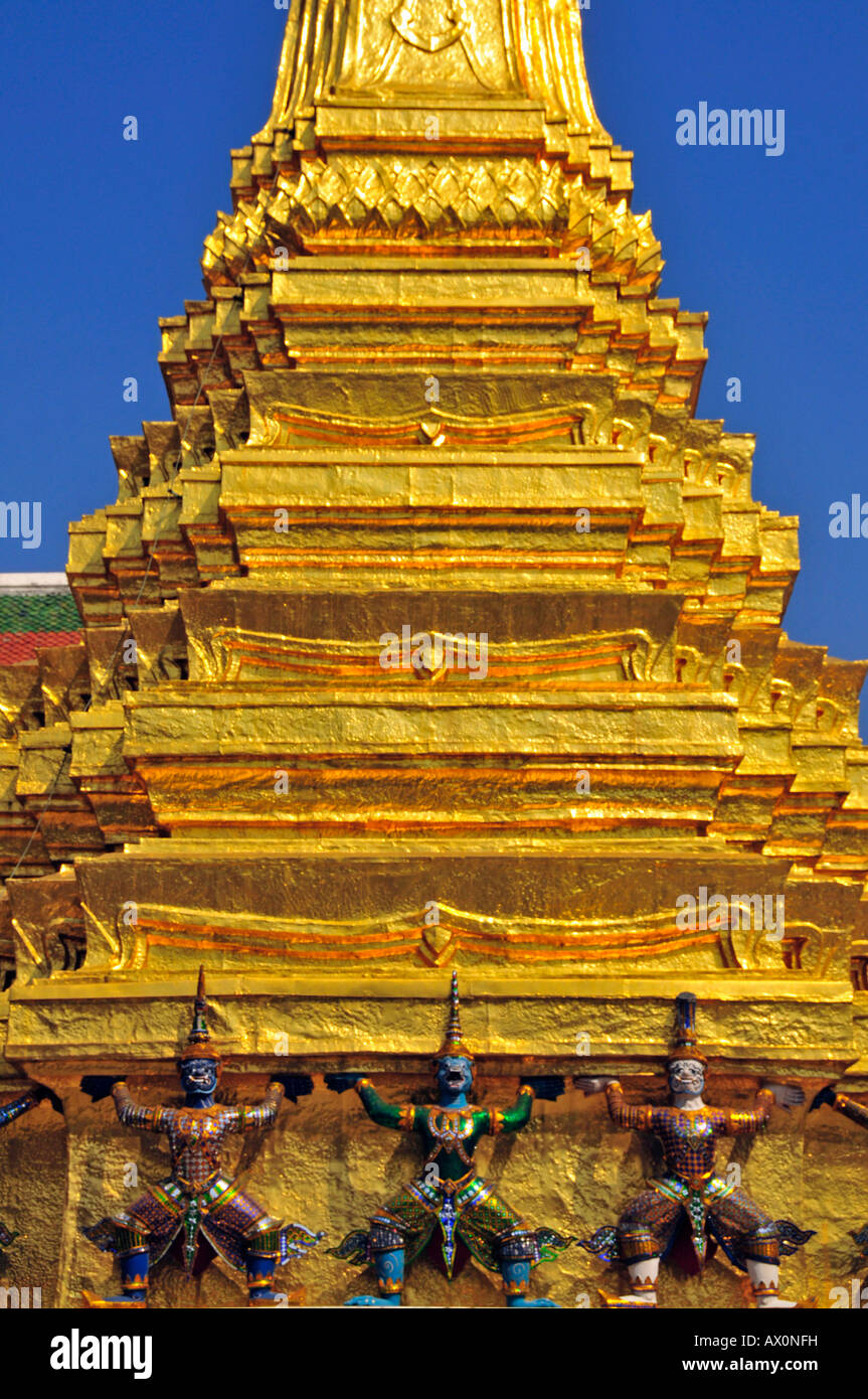 Golden Chedi in front of the pantheon, carried by twenty monkeys and ...