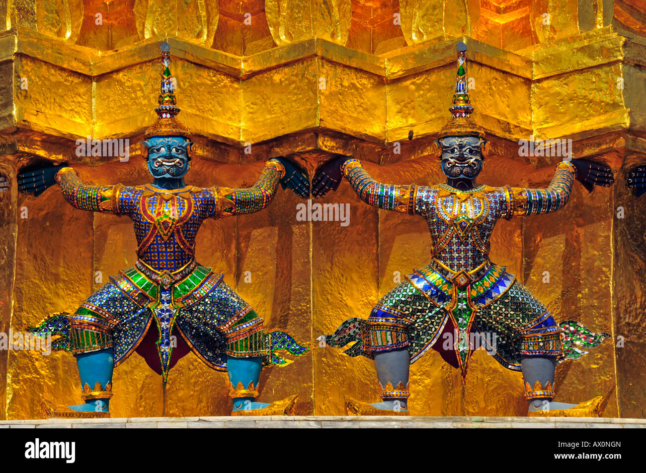 Golden Chedi in front of the pantheon, carried by twenty monkeys and ...