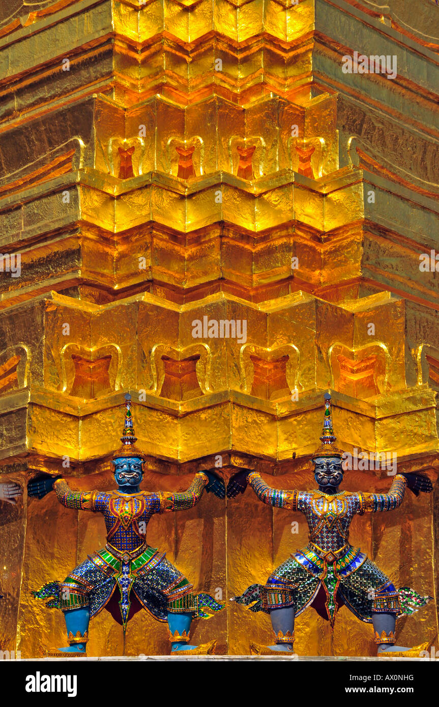 Golden Chedi in front of the pantheon, carried by twenty monkeys and ...