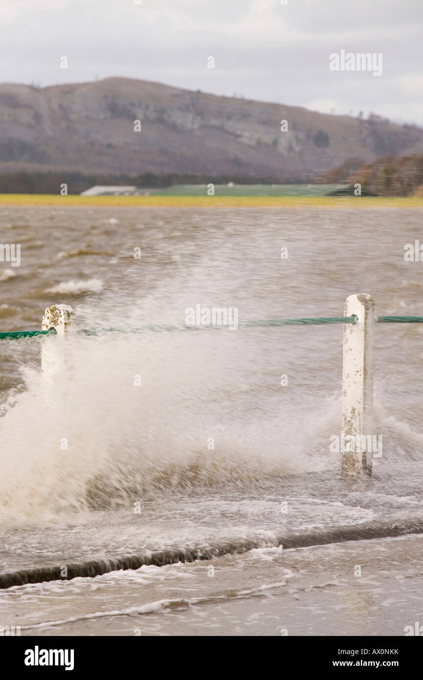 Flooding at Sandside near Arnside UK caused by high spring tides and ...