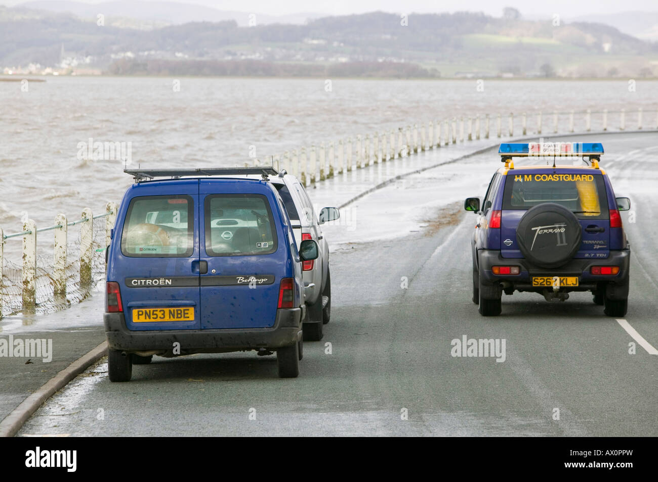 Flooding at Sandside near Arnside UK caused by high spring tides and ...