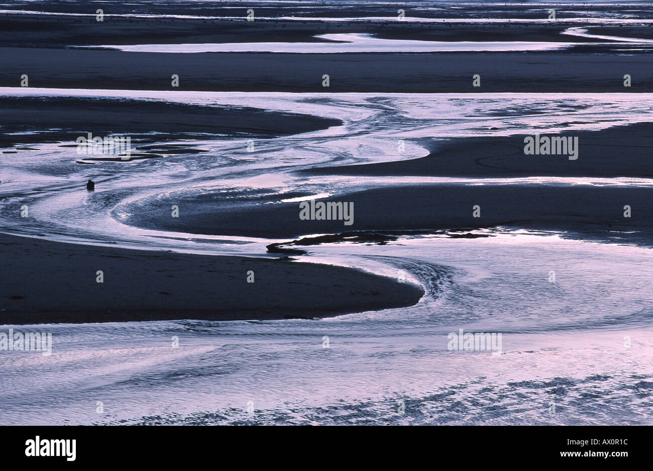 tide way, estuary into the sea during low tide, France, Normandy Stock ...