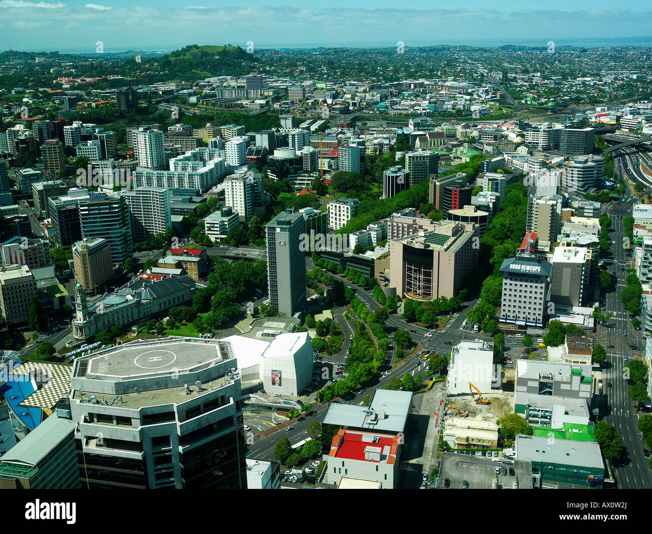 View of downtown Auckland from the Sky Tower, Auckland, North Island ...