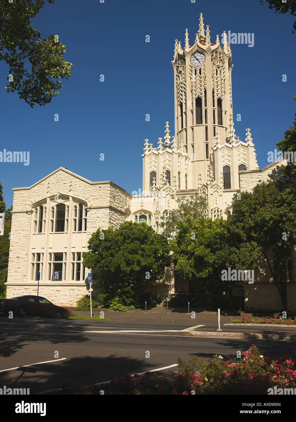 Clock tower at the University of Auckland, Auckland, North Island, New ...