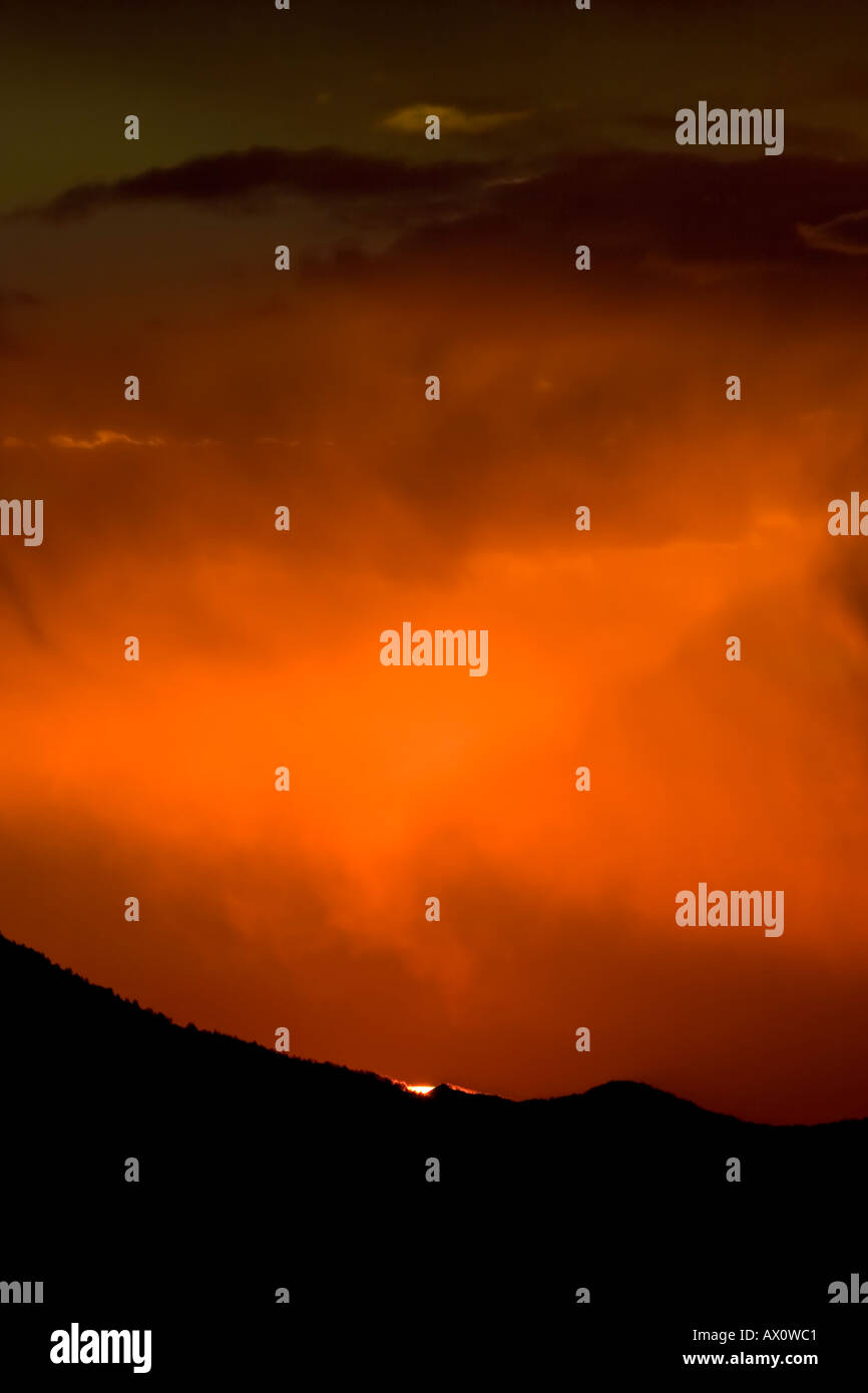 Colors of the sunset Panorama with red sun to close up sunset and ...