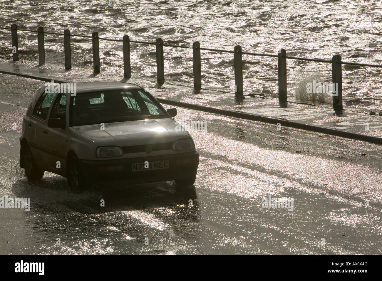Flooding at Sandside near Arnside UK caused by high spring tides and ...