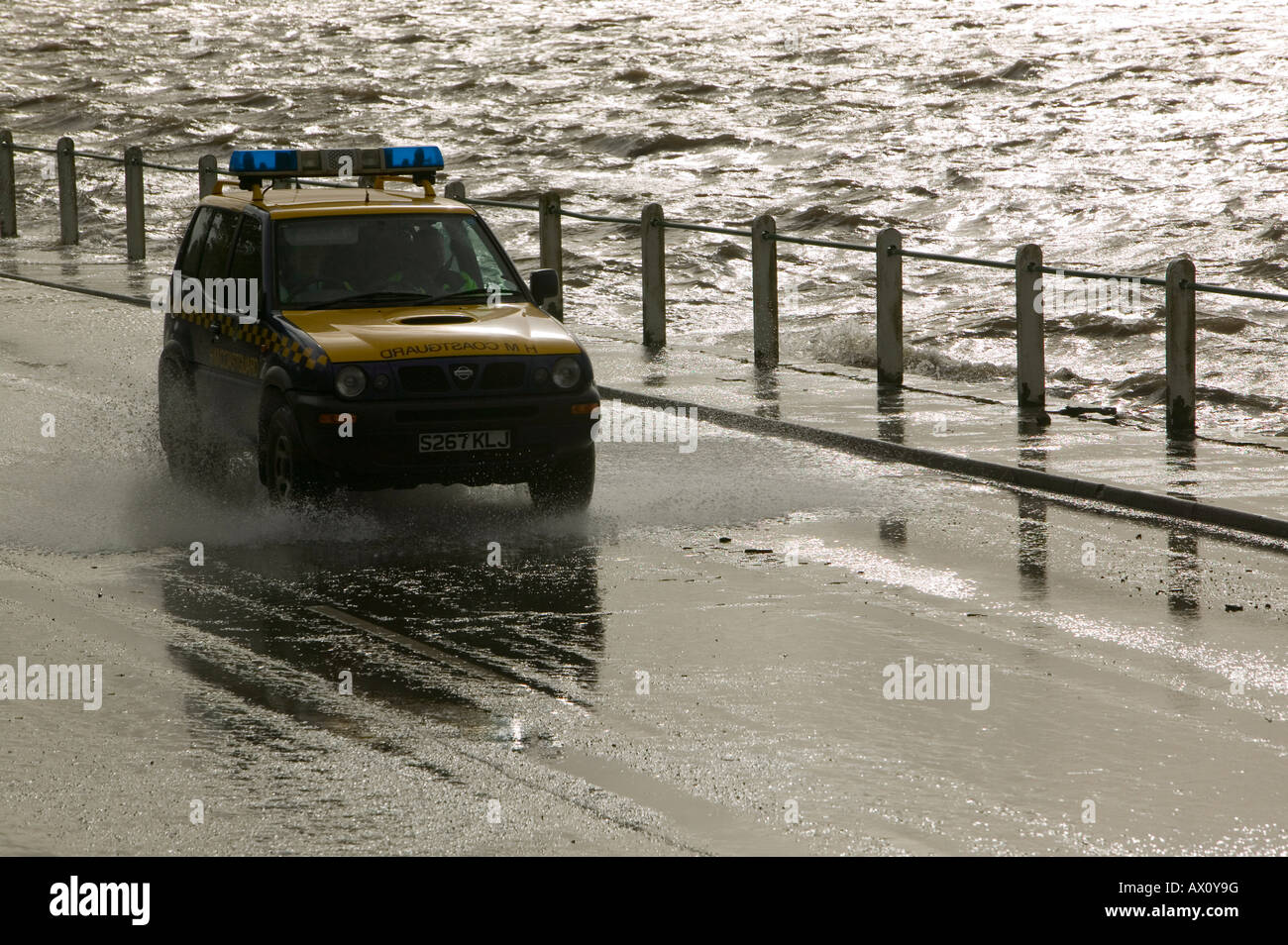 Flooding at Sandside near Arnside UK caused by high spring tides and ...