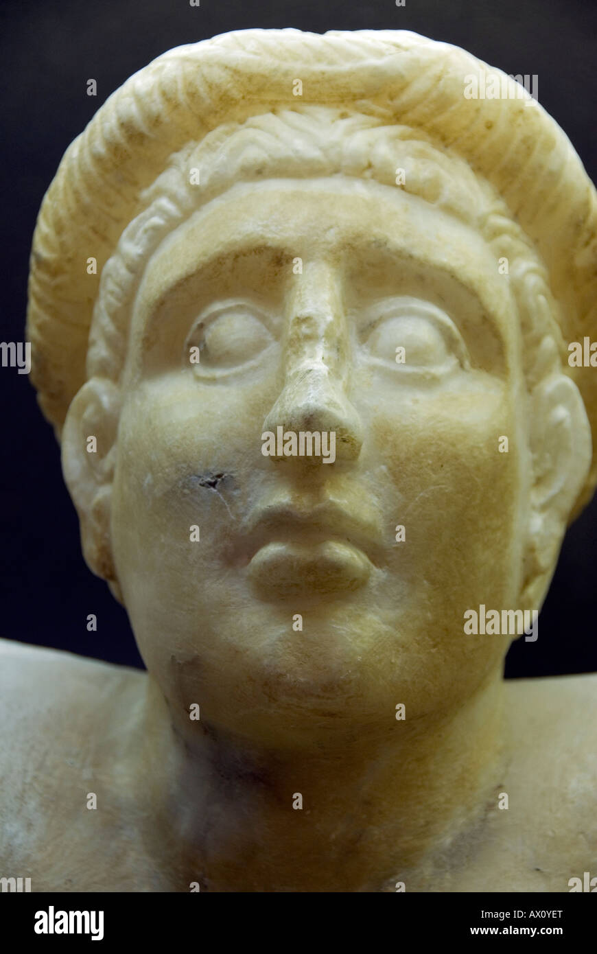 Head of a Man, lid of an Etruscan funeral urn from the Guarnacci ...
