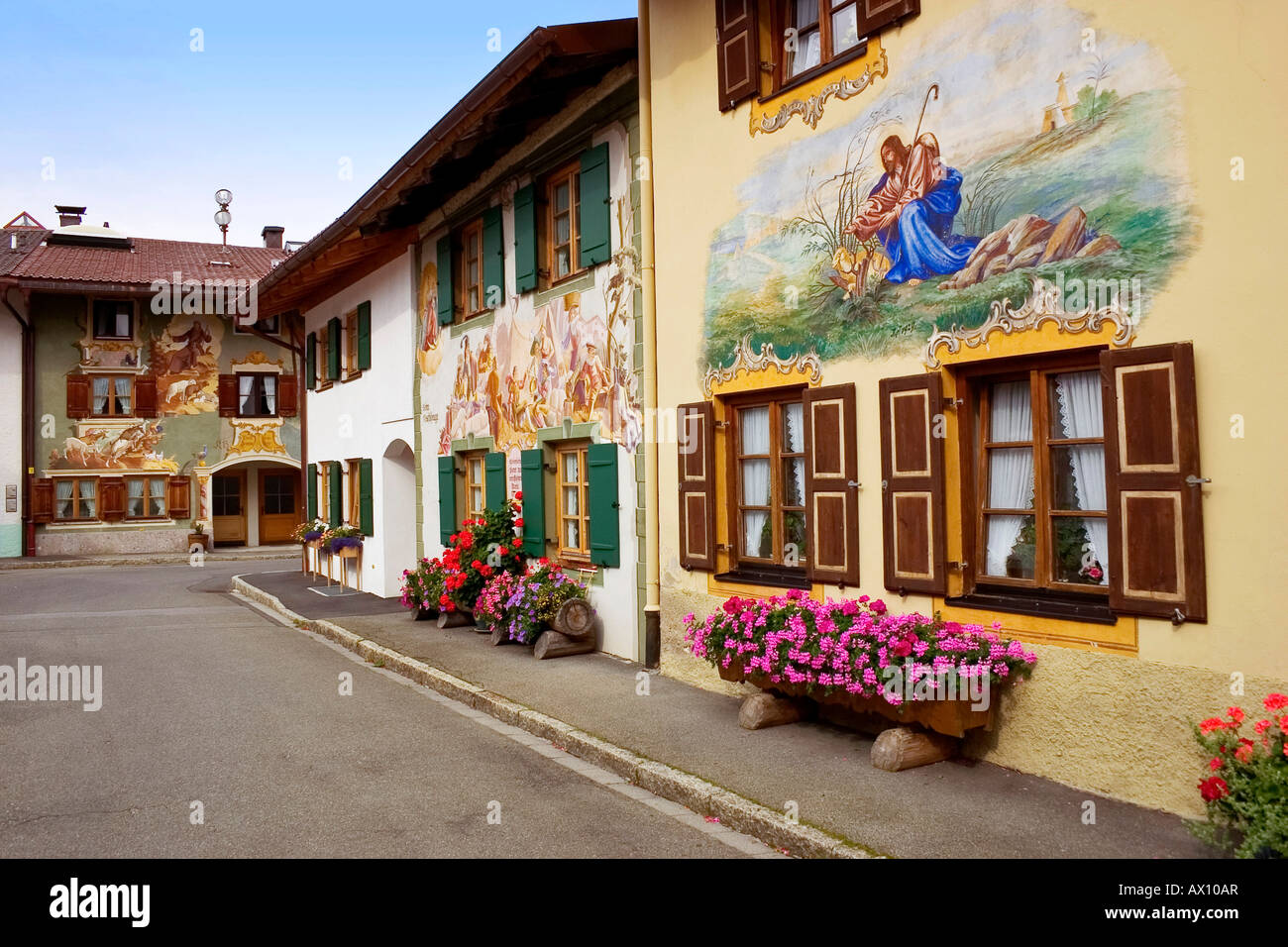 Wallpaintings, city of Mittenwald, Werdenfelser Land, Upper Bavaria ...